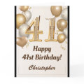 41st Birthday Gold Balloons and Confetti Birthday Card | Zazzle