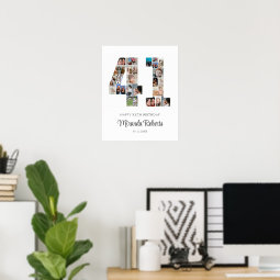 41st Birthday Number 41 Custom Photo Collage Poster | Zazzle