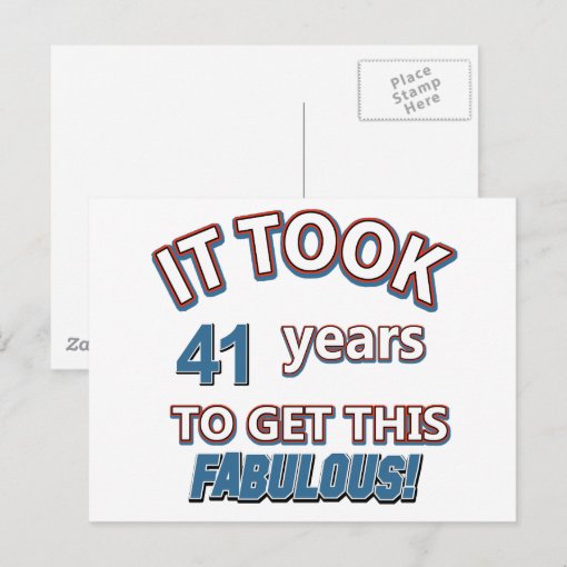 41st year birthday designs postcard | Zazzle