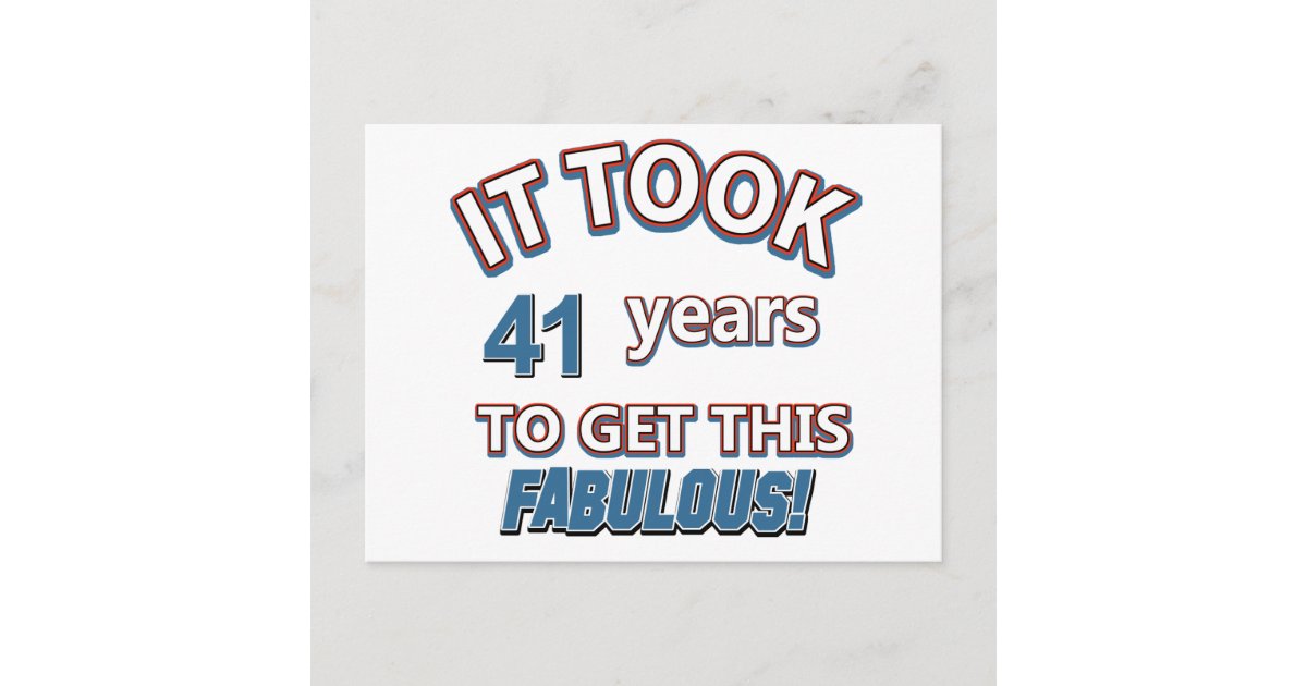 41st year birthday designs postcard | Zazzle