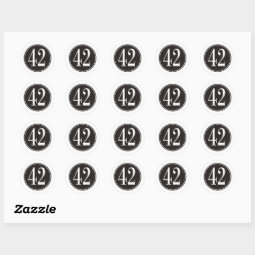 #42 Black Circle Classic Round Sticker | Zazzle