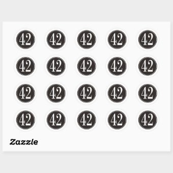 #42 Black Circle Classic Round Sticker | Zazzle