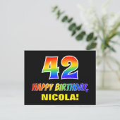 42nd Birthday: Bold, Fun, Simple, Rainbow 42 Postcard | Zazzle