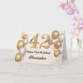 42nd Birthday Gold Balloons and Confetti Birthday Card | Zazzle