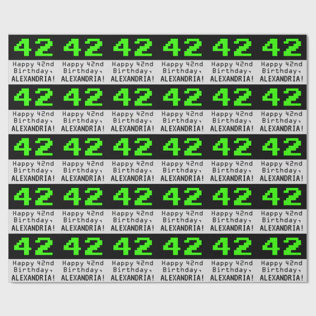 42nd Birthday - Nerdy / Geeky Style "42" and Name Wrapping Paper | Zazzle