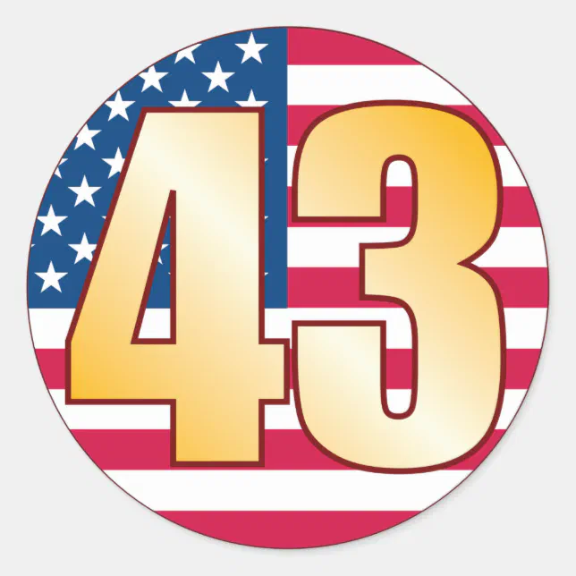 43 USA Gold Classic Round Sticker | Zazzle