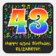 43rd Birthday: Colorful Music Symbols, Rainbow 43 Square Sticker | Zazzle