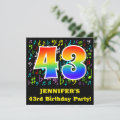 43rd Birthday Party: Fun Music Symbols, Rainbow 43 Invitation | Zazzle
