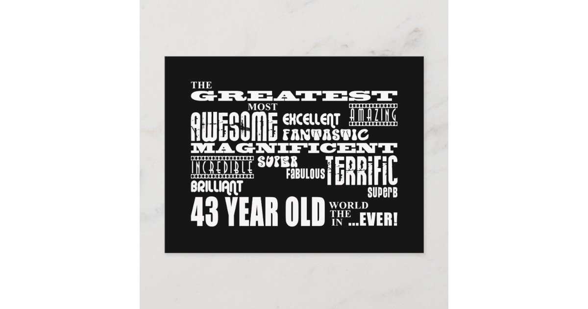43rd Birthday Party Greatest Forty Three Year Old Invitation Postcard ...