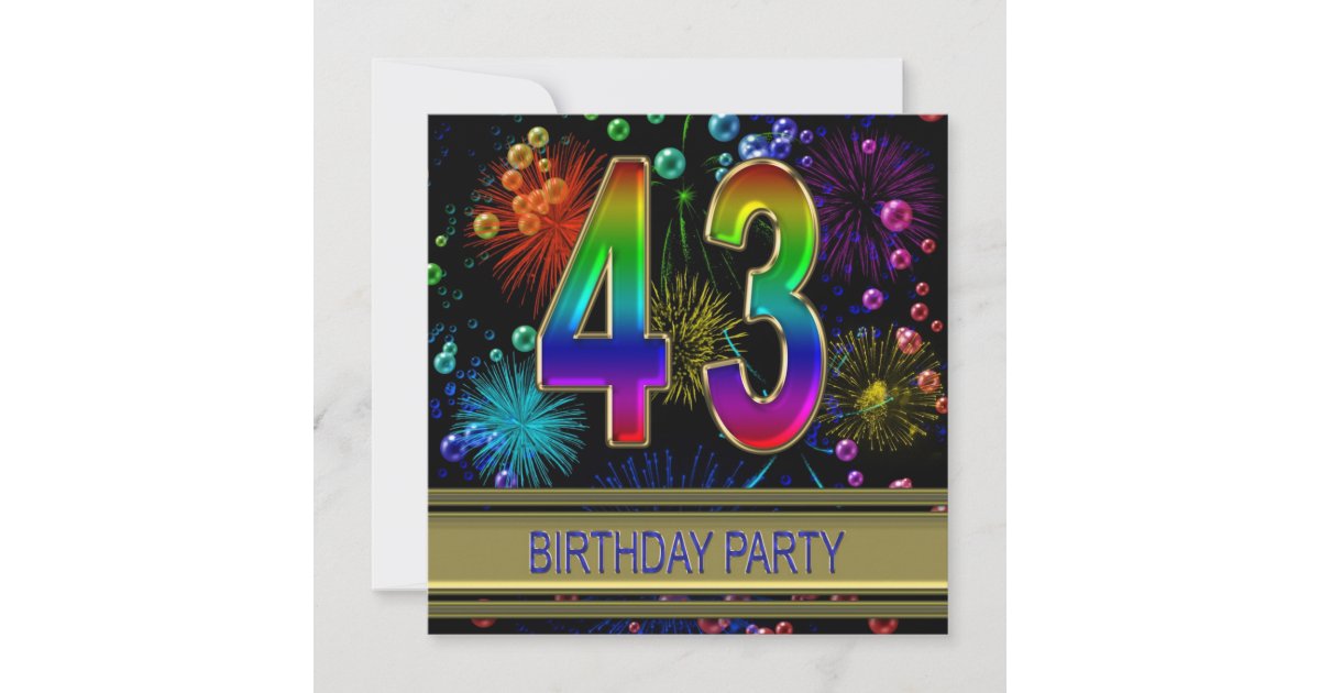 43rd Birthday party Invitation with bubbles | Zazzle