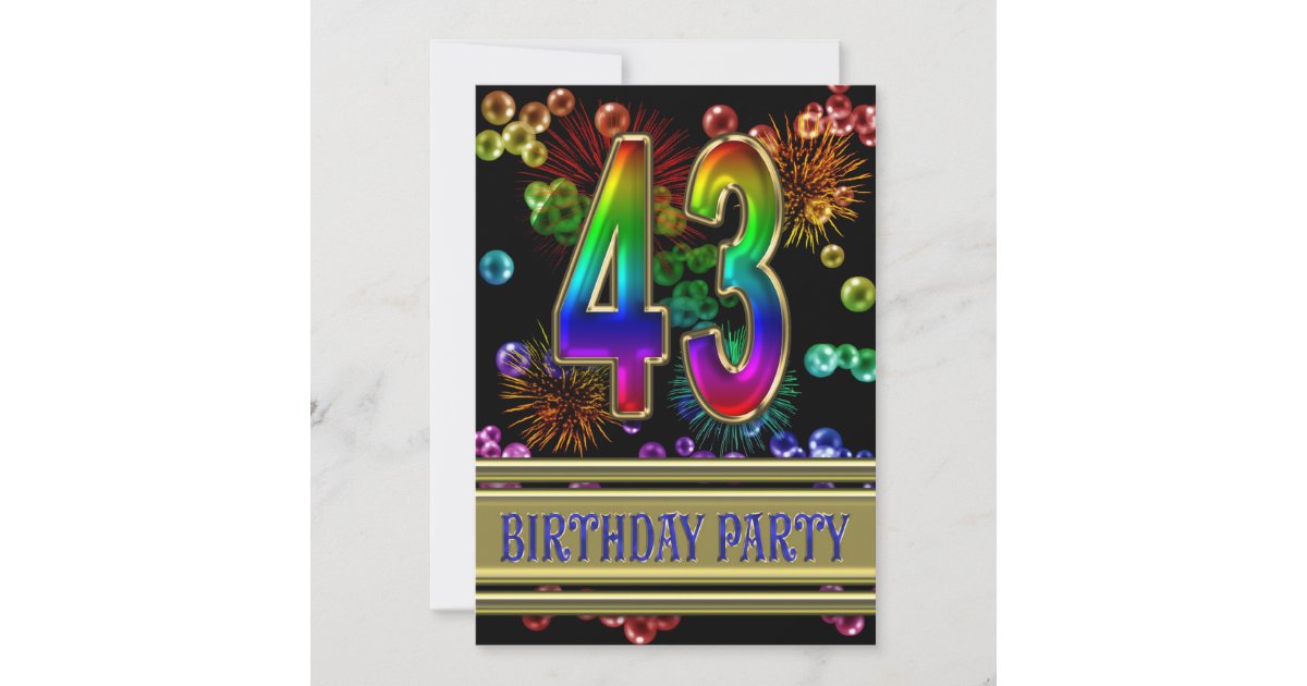 43rd Birthday party Invitation with bubbles | Zazzle