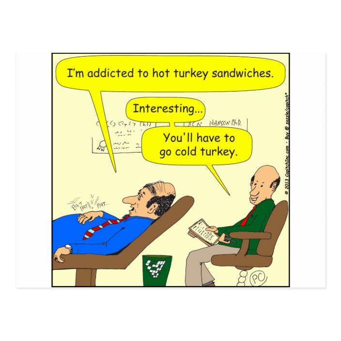 444 cold turkey Cartoon Postcard | Zazzle.com