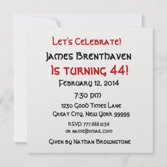 44th Birthday Gold Candles and Balloon Metallic Invitation | Zazzle