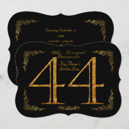 44th,Birthday party 44th,great Gatsby,black & gold Invitation | Zazzle