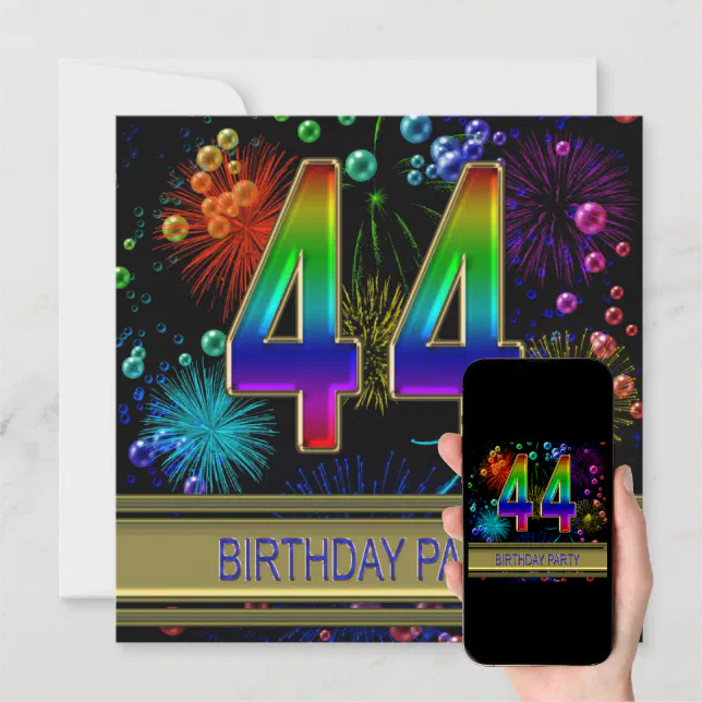 44th Birthday party Invitation with bubbles | Zazzle
