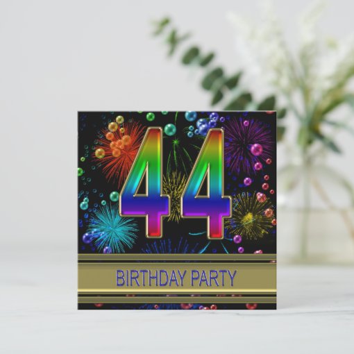 44th Birthday party Invitation with bubbles | Zazzle