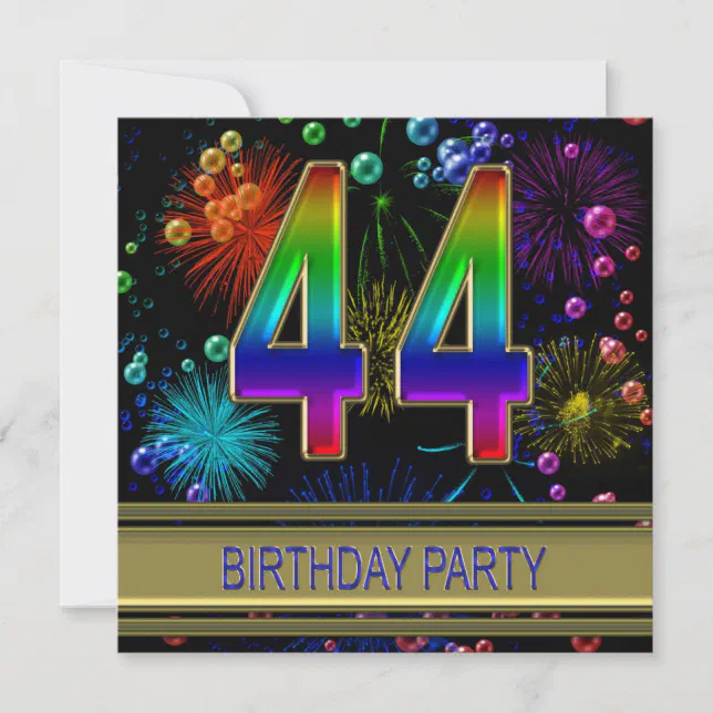 44th Birthday party Invitation with bubbles | Zazzle