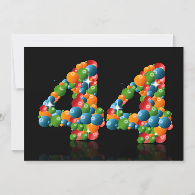 44th Birthday party, with bubbles and balls Invitation | Zazzle