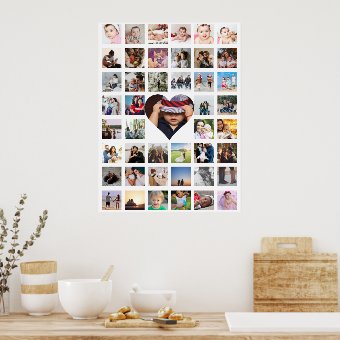 45 Photo Collage Personalized With Heart Poster | Zazzle