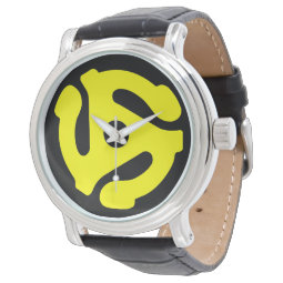 45 rpm adapter watch (yellow on black) | Zazzle
