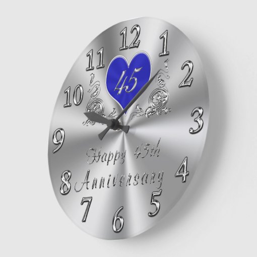 45 Year Wedding Anniversary Gifts Sapphire CLOCK | Zazzle
