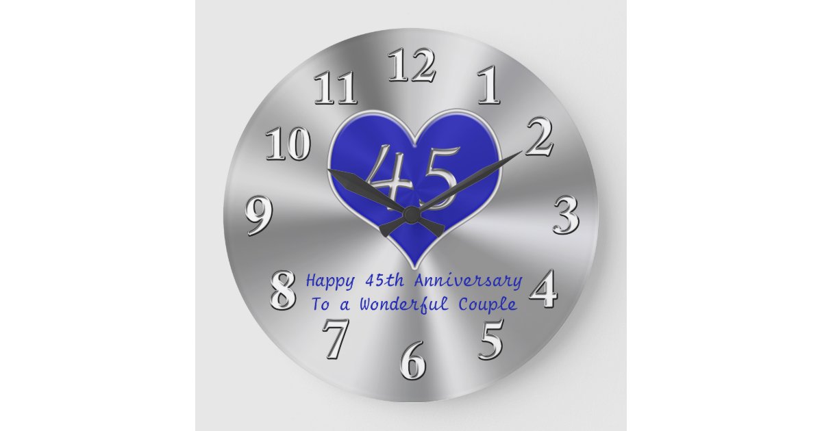 45th Anniversary Clock YOUR TEXT or Keep Ours | Zazzle