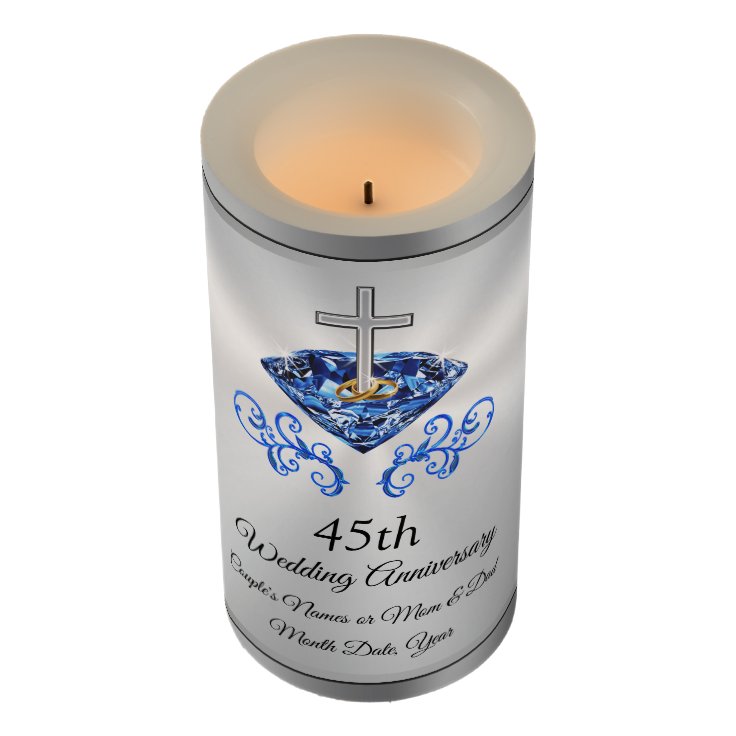 45th Anniversary Gifts for Parents, Personalized Flameless Candle | Zazzle