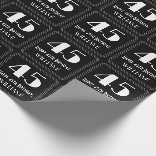 45th Birthday - Art Deco Inspired Look "45", Name Wrapping Paper | Zazzle