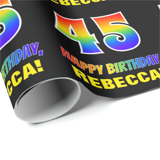45th Birthday: Bold, Fun, Simple, Rainbow 45 Wrapping Paper | Zazzle