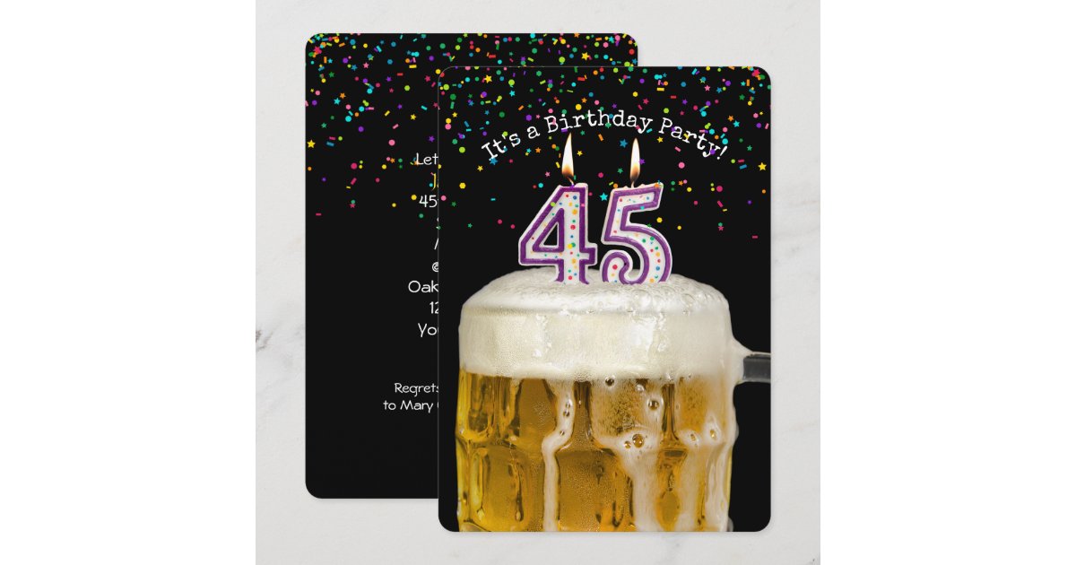 45th Birthday Candle Party Invitation | Zazzle