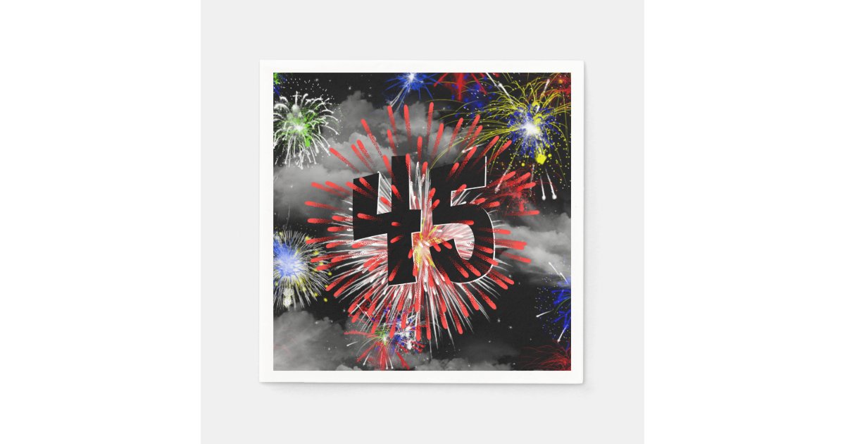 45th Birthday Fireworks In Clouds Napkins | Zazzle