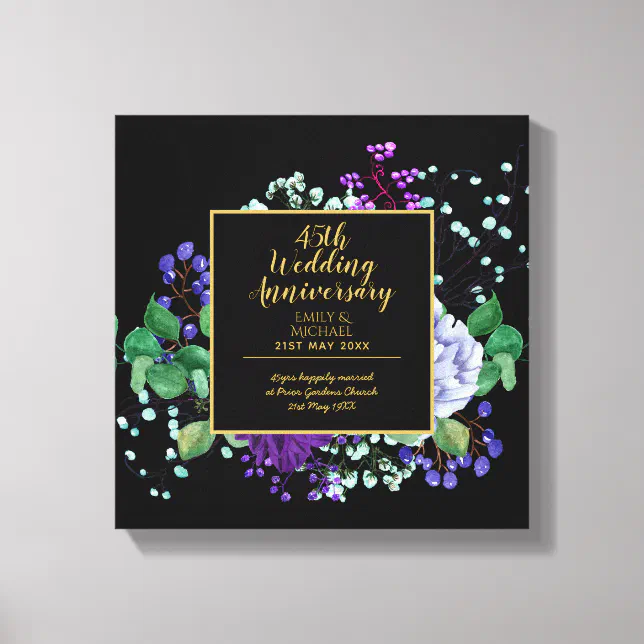 45th Wedding Anniversary Gift Sapphire Blue Flower Canvas Print | Zazzle