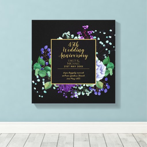45th Wedding Anniversary Gift Sapphire Blue Flower Canvas Print | Zazzle