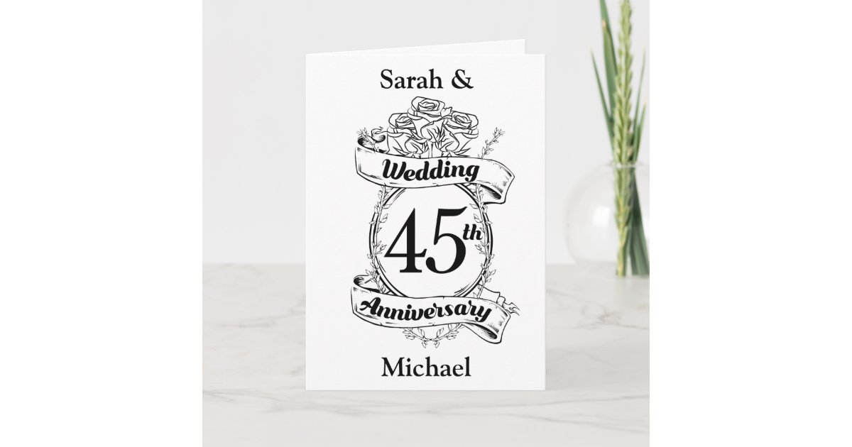45th Wedding Anniversary Roses Card | Zazzle