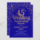45th Wedding Anniversary - Sapphire Blue & Gold Invitation | Zazzle