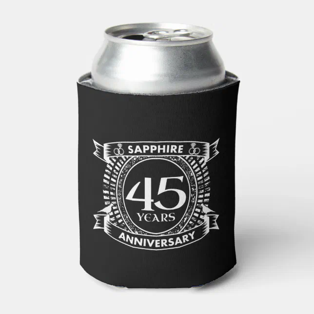 45th wedding anniversary sapphire crest can cooler | Zazzle