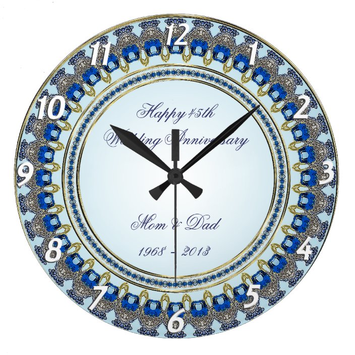 45th Wedding Anniversary Wall Clock | Zazzle.com