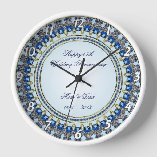 45th Wedding Anniversary Wall Clock | Zazzle