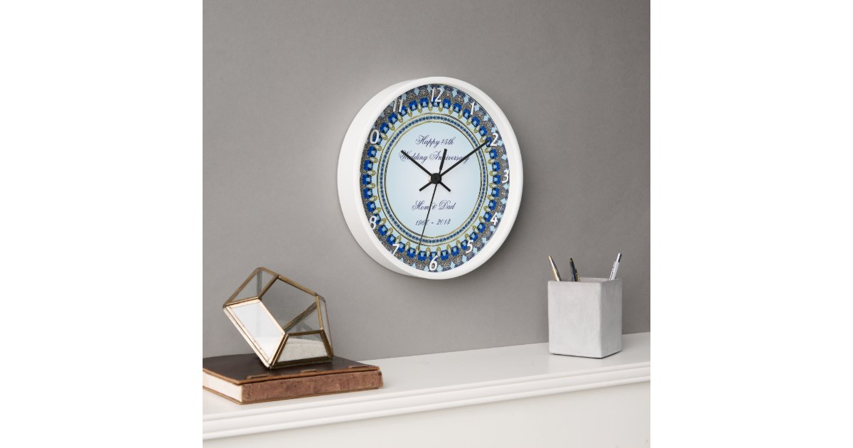 45th Wedding Anniversary Wall Clock | Zazzle