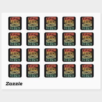 46 Years Old Bday 1976 Epic Legend 46th Birthday Square Sticker | Zazzle