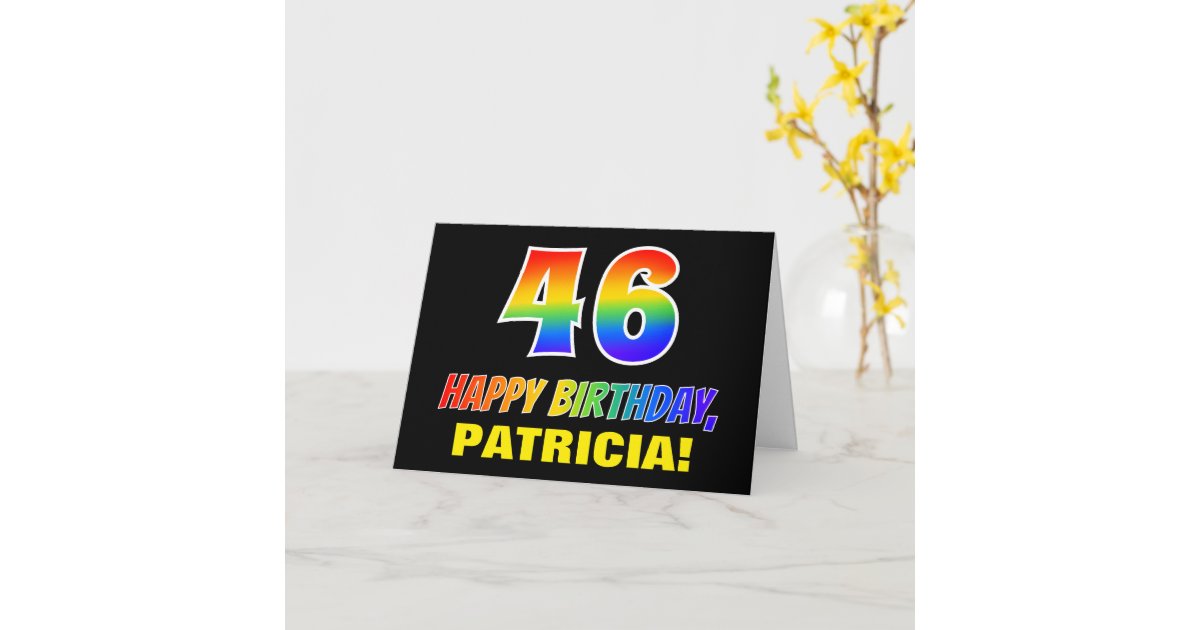 46th Birthday: Bold, Fun, Simple, Rainbow 46 Card | Zazzle