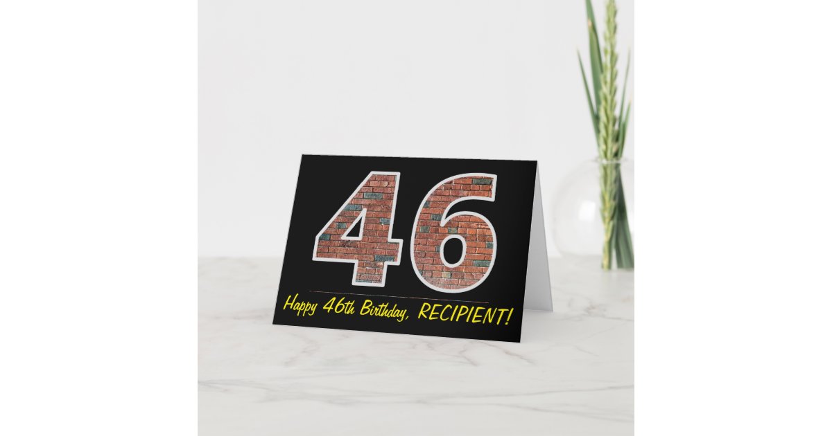 46th Birthday - Brick Wall Pattern "46" w/ Name Card | Zazzle