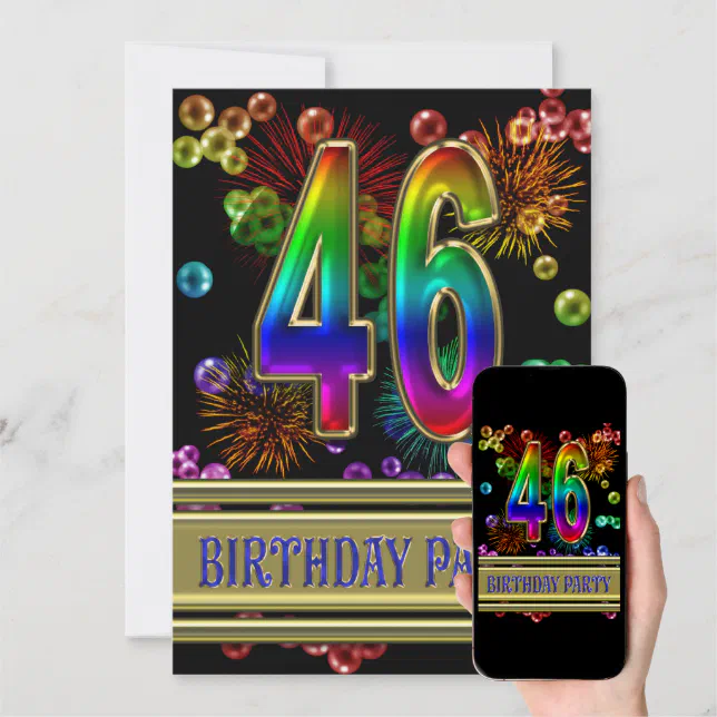 46th Birthday party Invitation with bubbles | Zazzle