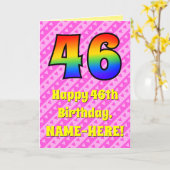 46th Birthday: Pink Stripes & Hearts, Rainbow # 46 Card | Zazzle