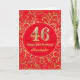 46th Birthday Red and Gold Floral Pattern Card | Zazzle