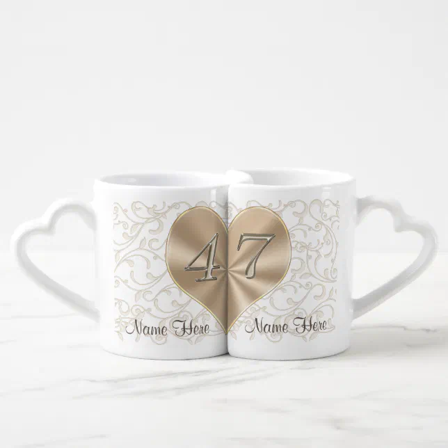 47 Year Wedding Anniversary Gifts, Heart Mugs | Zazzle