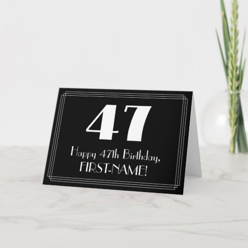 47th Birthday ~ Art Deco Inspired Look "47", Name Card | Zazzle