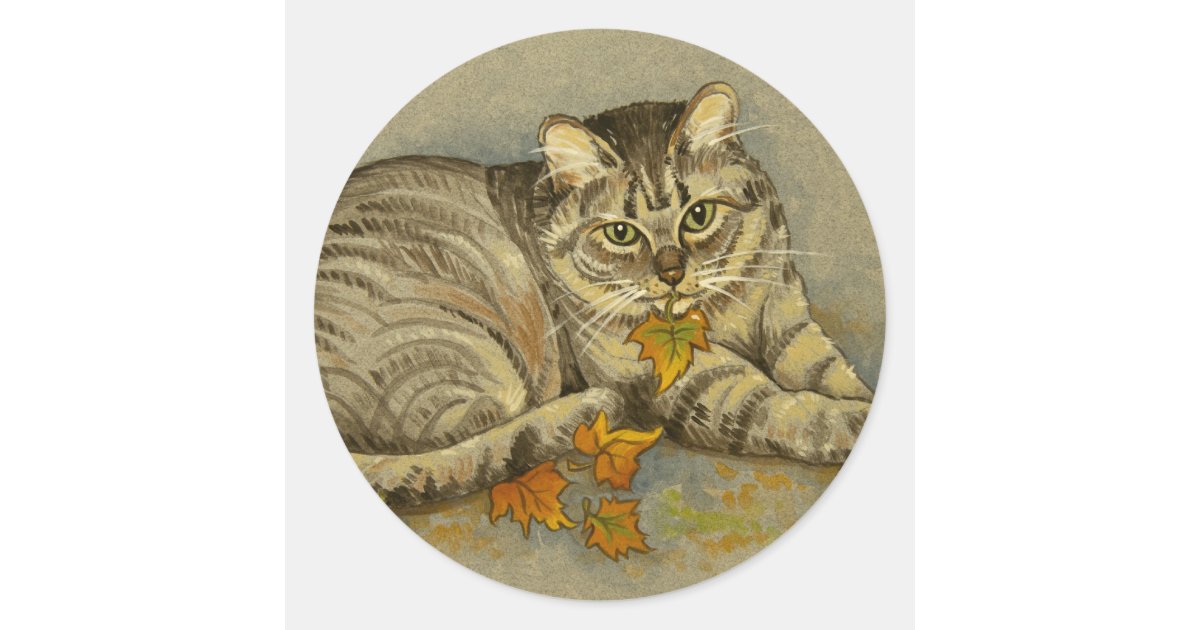 4872 Autumn Cat Stickers | Zazzle