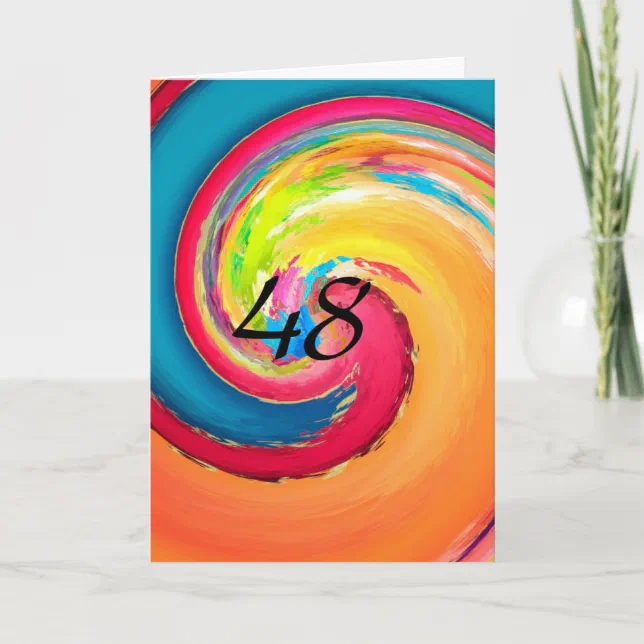 48 Colorful Abstract Birthday Card | Zazzle
