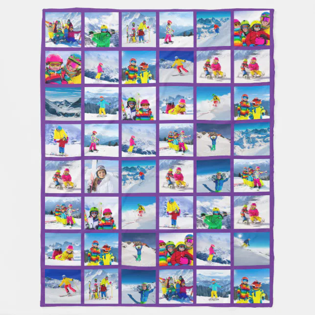 48 Photo Collage Royal Purple Fleece Blanket | Zazzle
